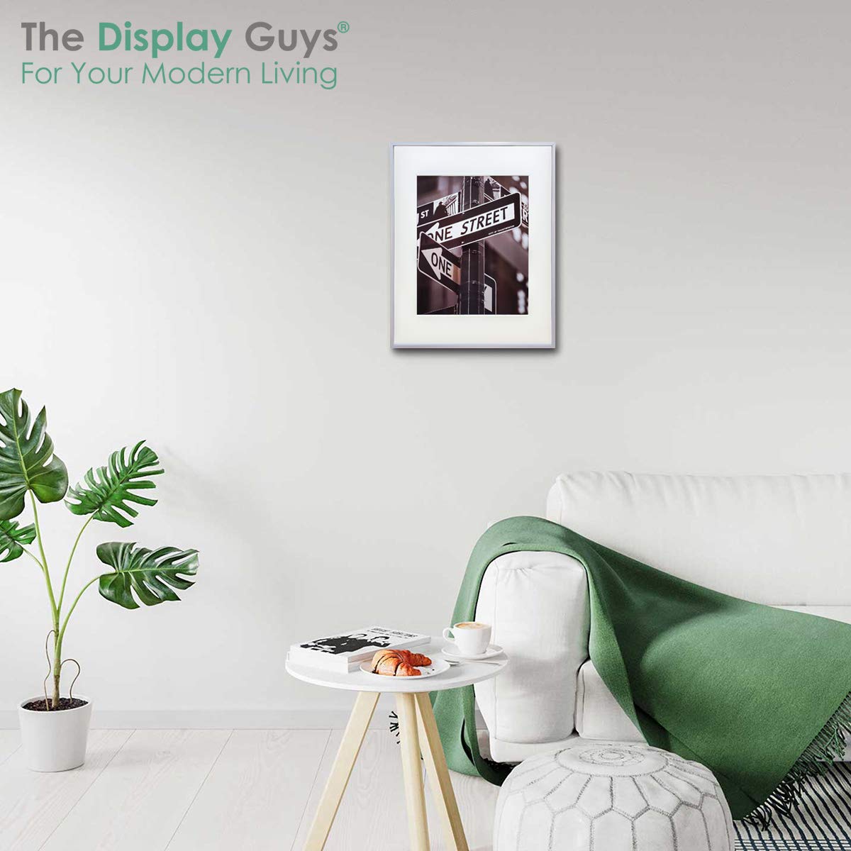 TheDisplayGuys - Contemporary Aluminum Picture Frame - Tempered Glass - 16 X 20 matted to 11 X 14 - Silver - Wall Hanging