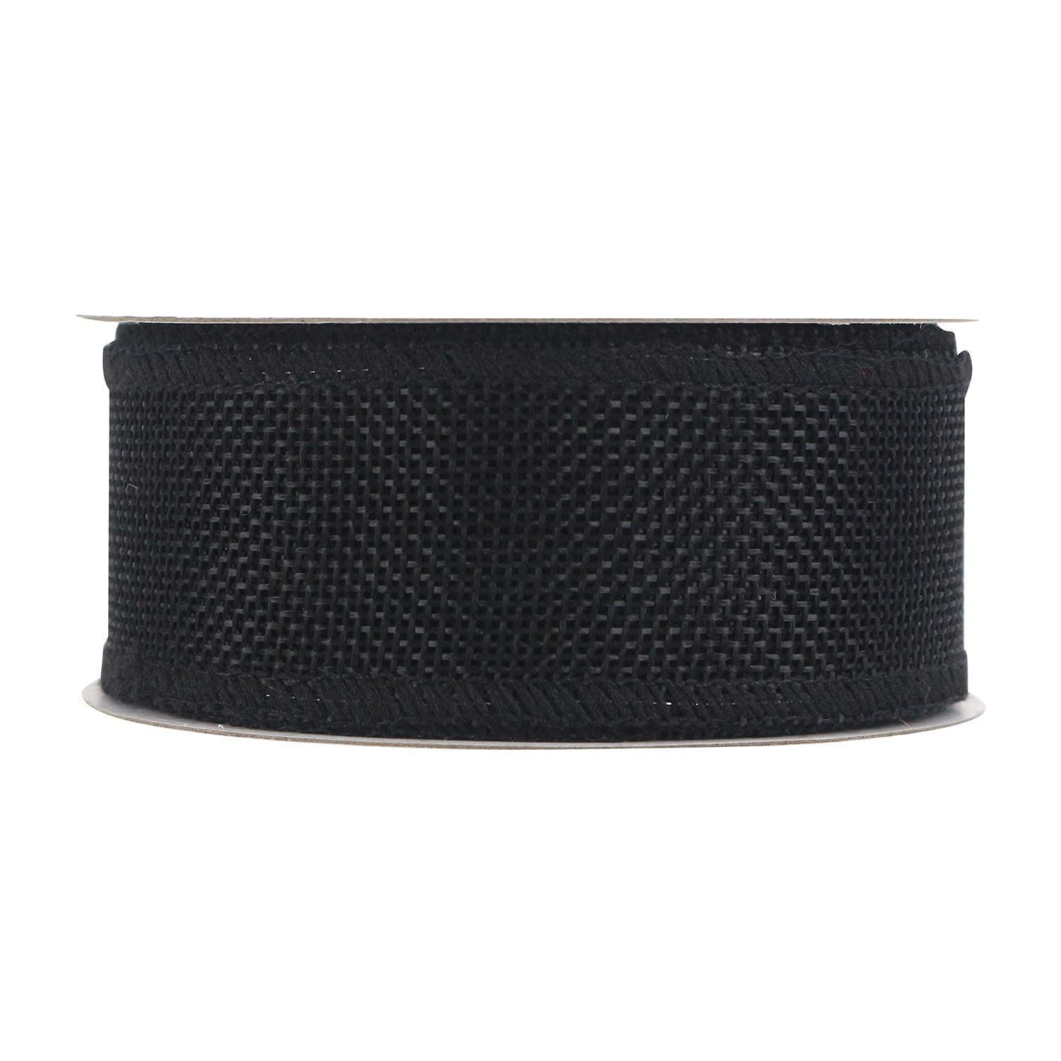 MEEDEE Black Burlap Wired Ribbon - 1.5 Inch, 10 Yards for Crafts, Weddings, Gift Wrapping, Home Decorating