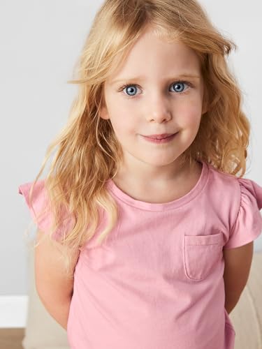 Simple Joys by Carter's Girls' Short-Sleeve Shirts and Tops, Pack of 3, Grey Polka Dot/Pink/Yellow Flowers, 3T