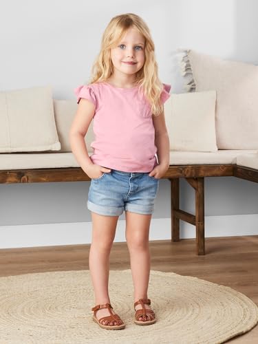 Simple Joys by Carter's Girls' Short-Sleeve Shirts and Tops, Pack of 3, Grey Polka Dot/Pink/Yellow Flowers, 3T