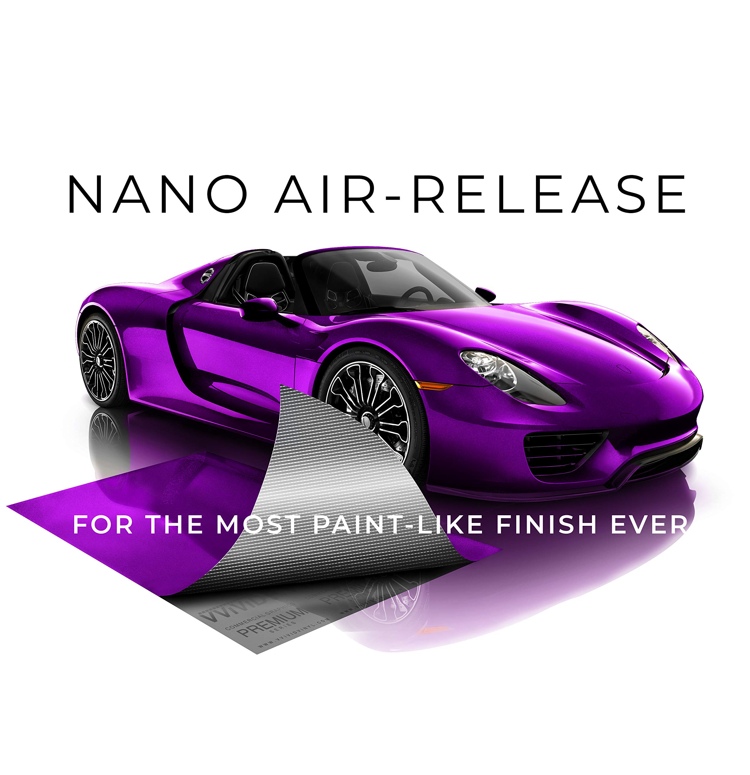 VViViD+ Ultra Gloss Candy Purple Vinyl Car Wrap Premium Paint Replacement Film Roll with Nano Air Release Technology, Stretchable Protective Cap Liner, Self Adhesive (1ft x 5ft)