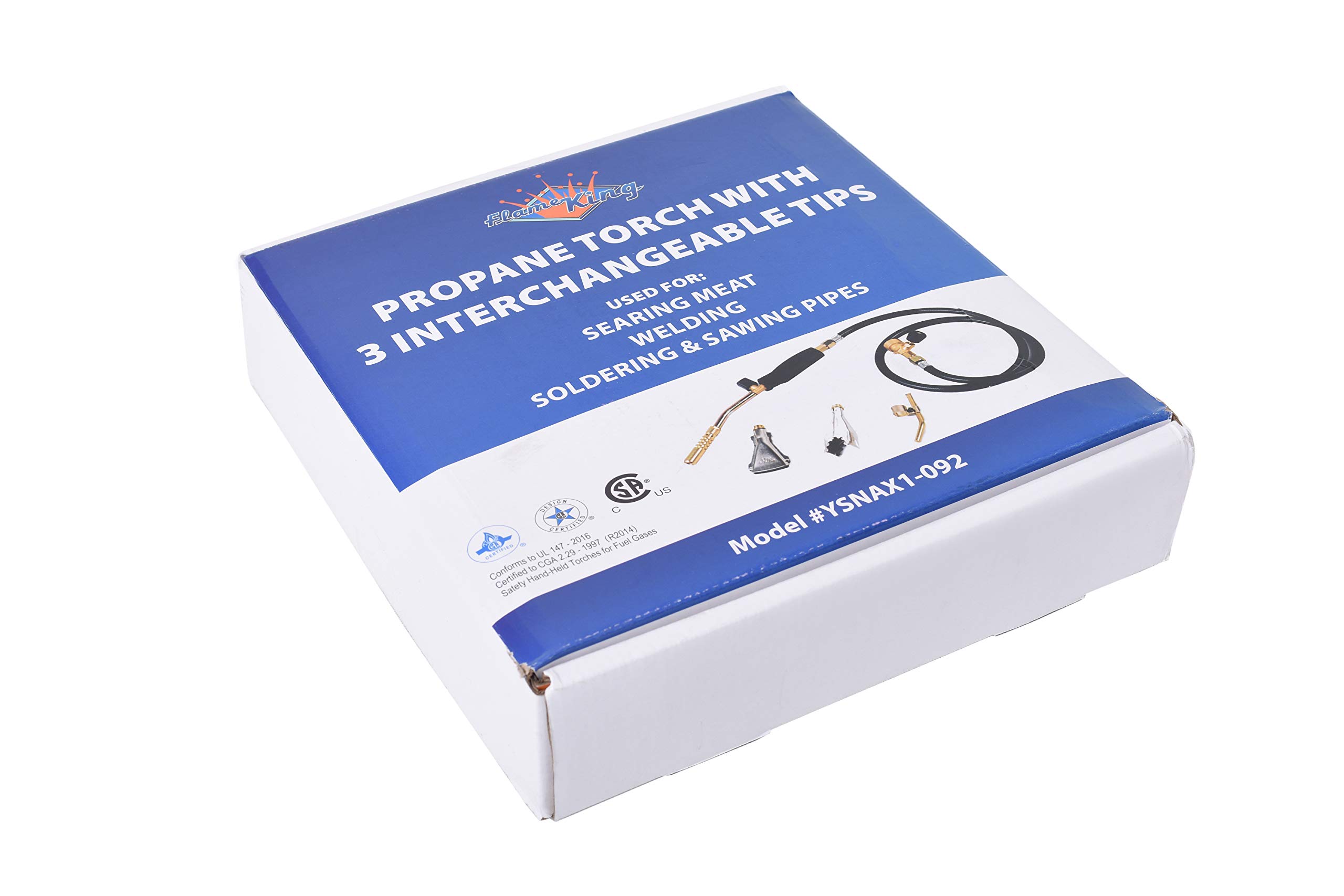 Flame King Propane Gas Torch 6,000 BTU Kit w/ 3 Burners for Melting, Brazing Gold and Silver Precious Metals, Welding, Soldering, and Repairs
