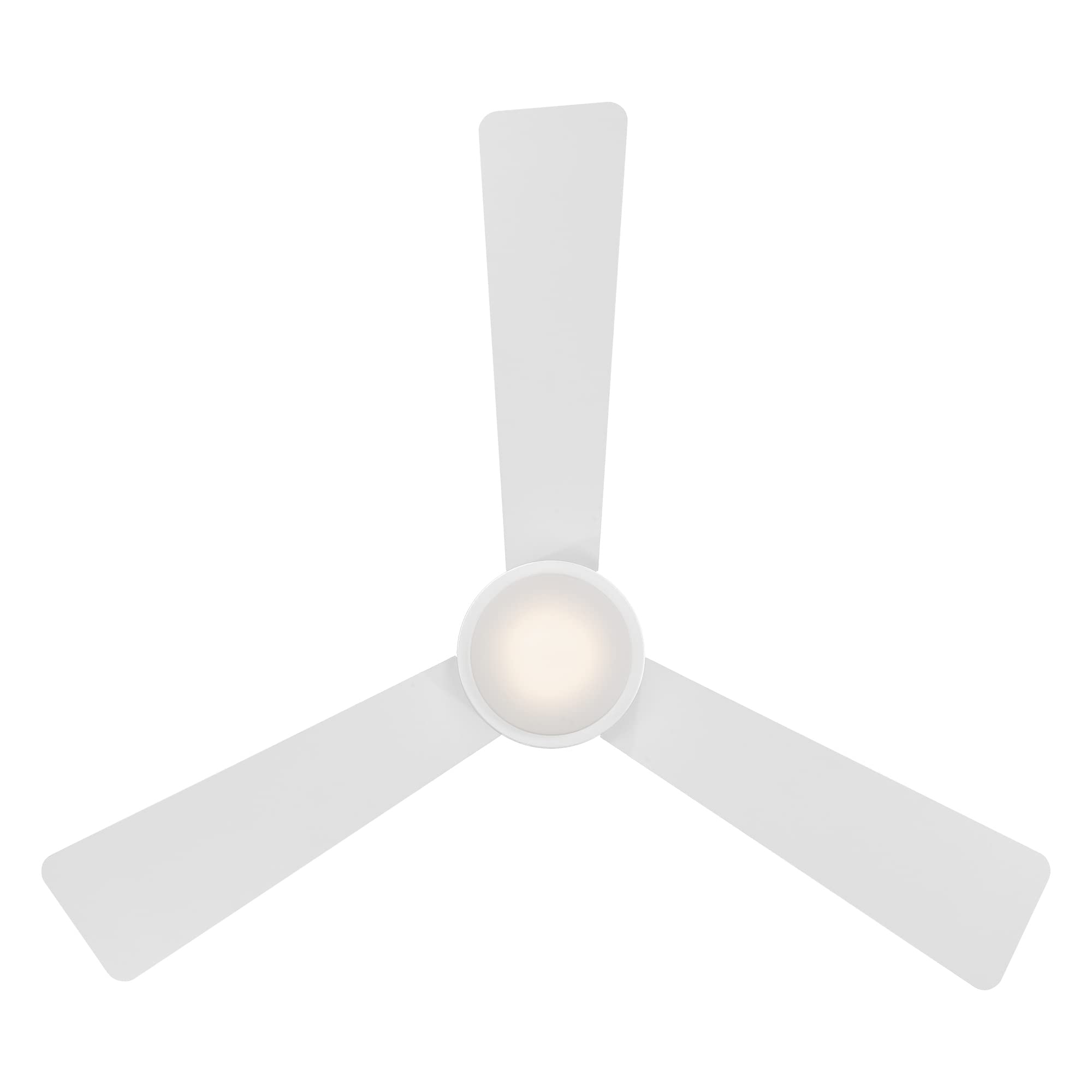 WAC Smart Fans Hug Indoor and Outdoor 3-Blade Flush Mount Smart Home Ceiling Fan 52in Matte White with 3000K LED Light Kit and Remote Control works with Alexa and iOS or Android App
