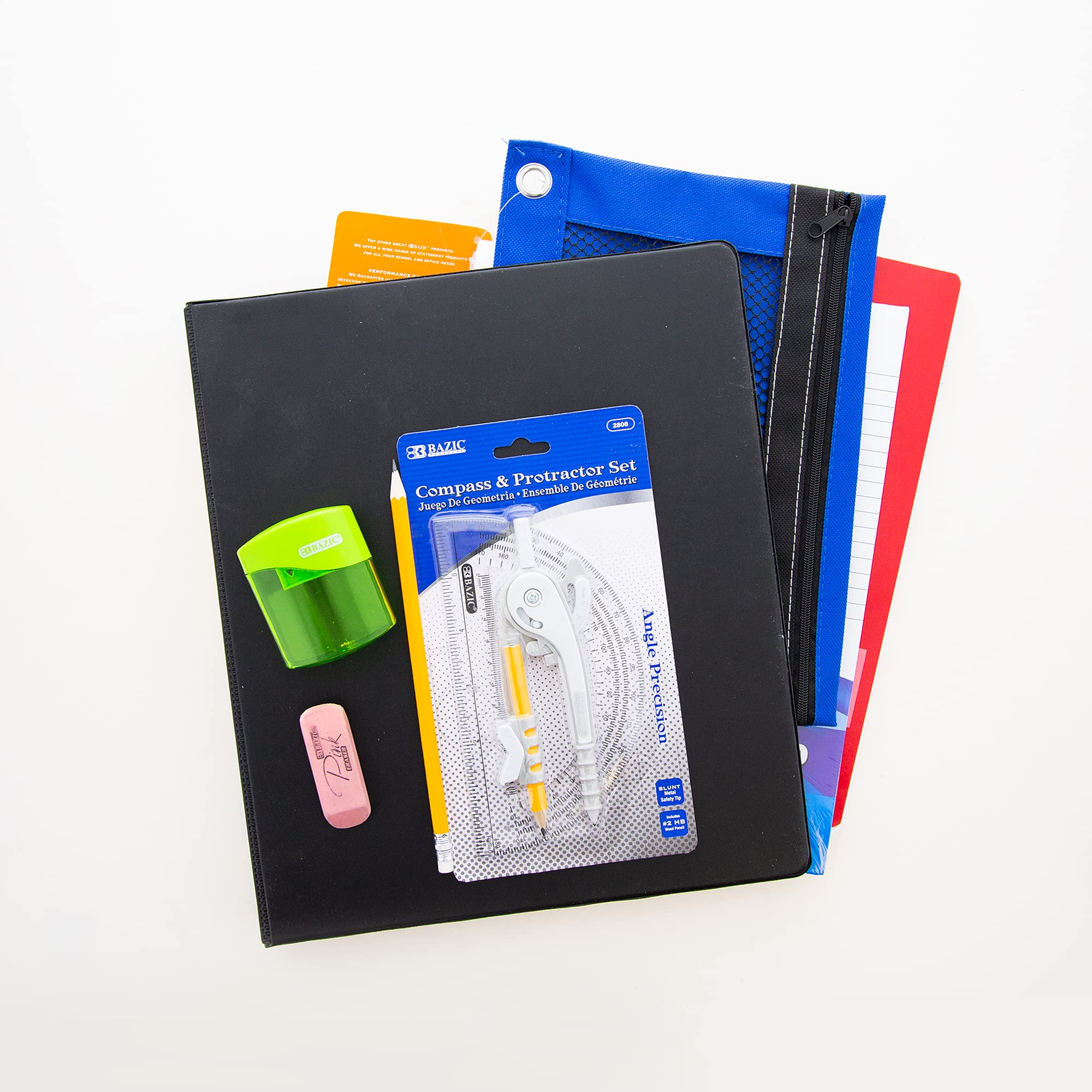 BAZIC Elementary School Kit Supply Box 86 Count for Elementary Student 3-6 Grades, Composition Book Ruler, Color May Vary, 1-Pack