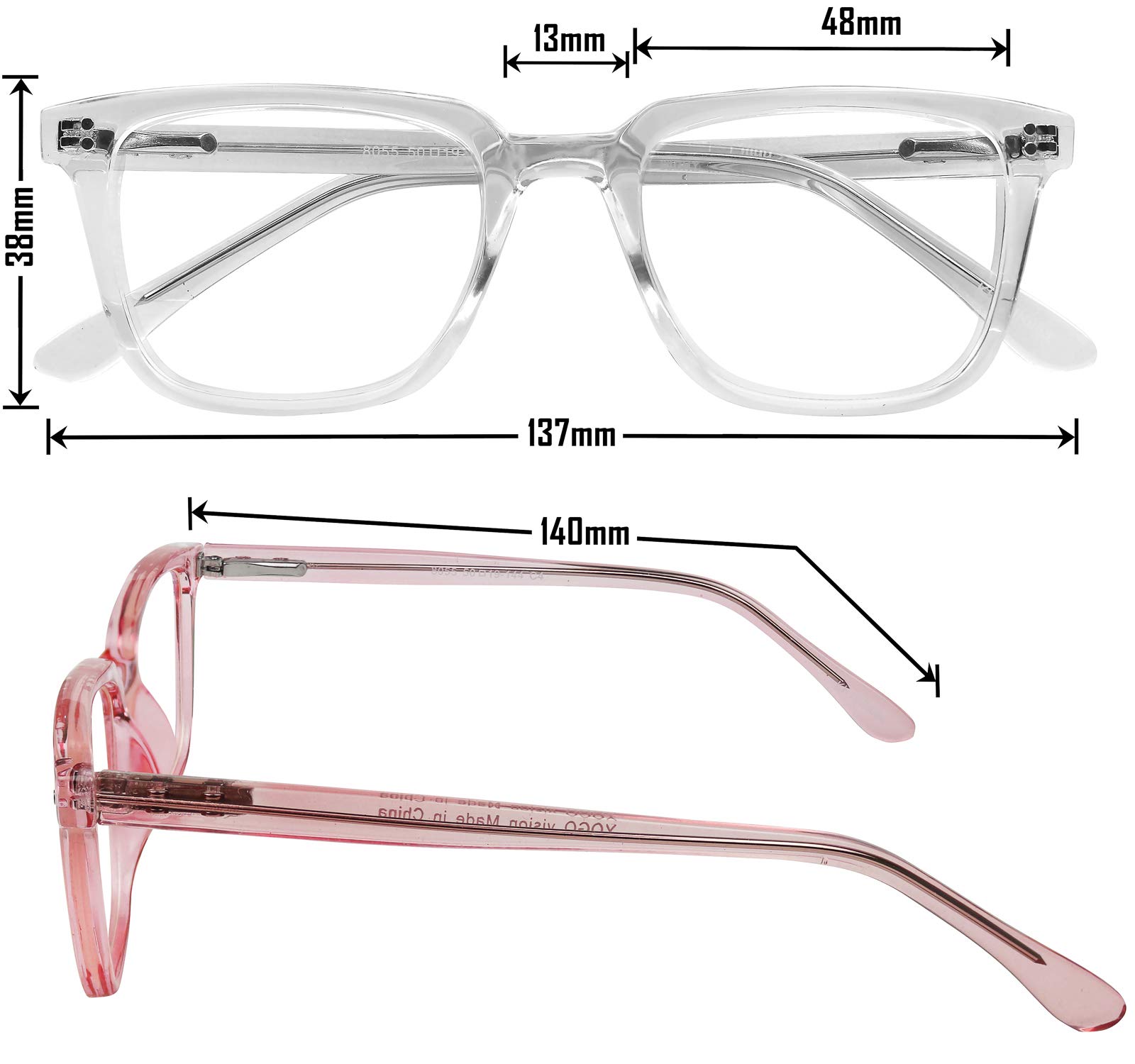Yogo Vision 2 Pack Bifocal Reading Glasses Readers for Men Women Anti Glare Lightweight Eyeglasses Transparent Clear/Transparent Pink 1.5