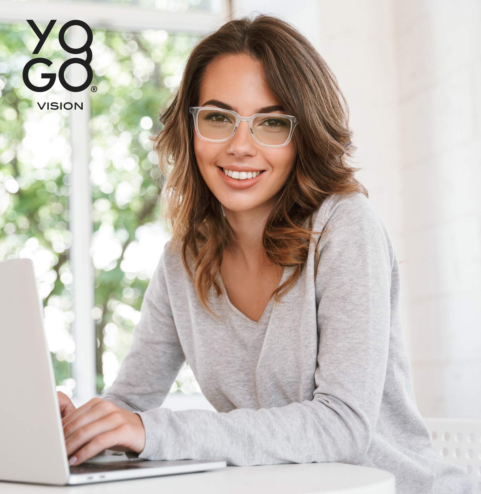 Yogo Vision 2 Pack Bifocal Reading Glasses Readers for Men Women Anti Glare Lightweight Eyeglasses Transparent Clear/Transparent Pink 1.5