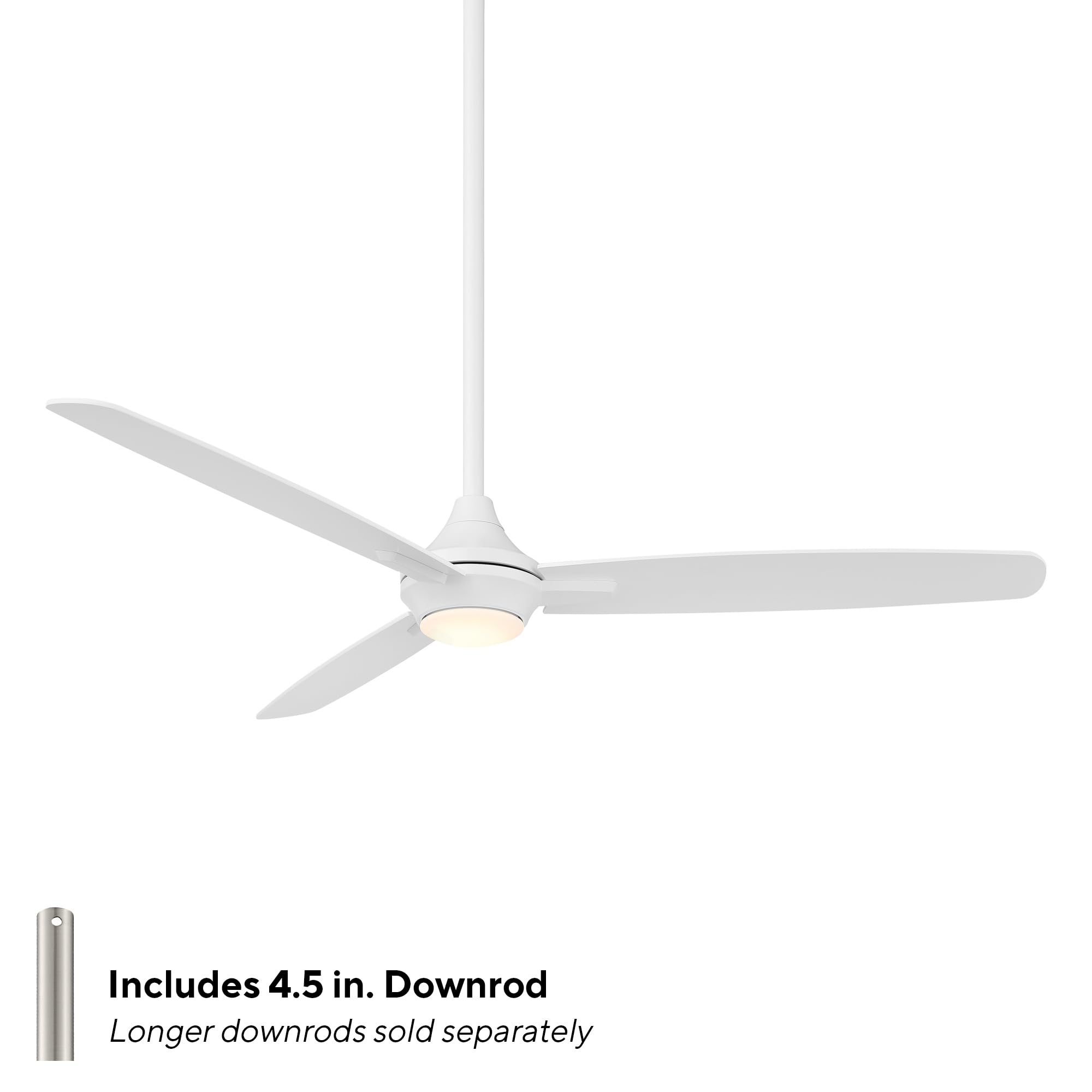 WAC Smart Fans Blitzen Indoor and Outdoor 3-Blade Smart Home Ceiling Fan 54in Matte White with 3000K LED Light Kit and Remote Control works with Alexa and iOS or Android App