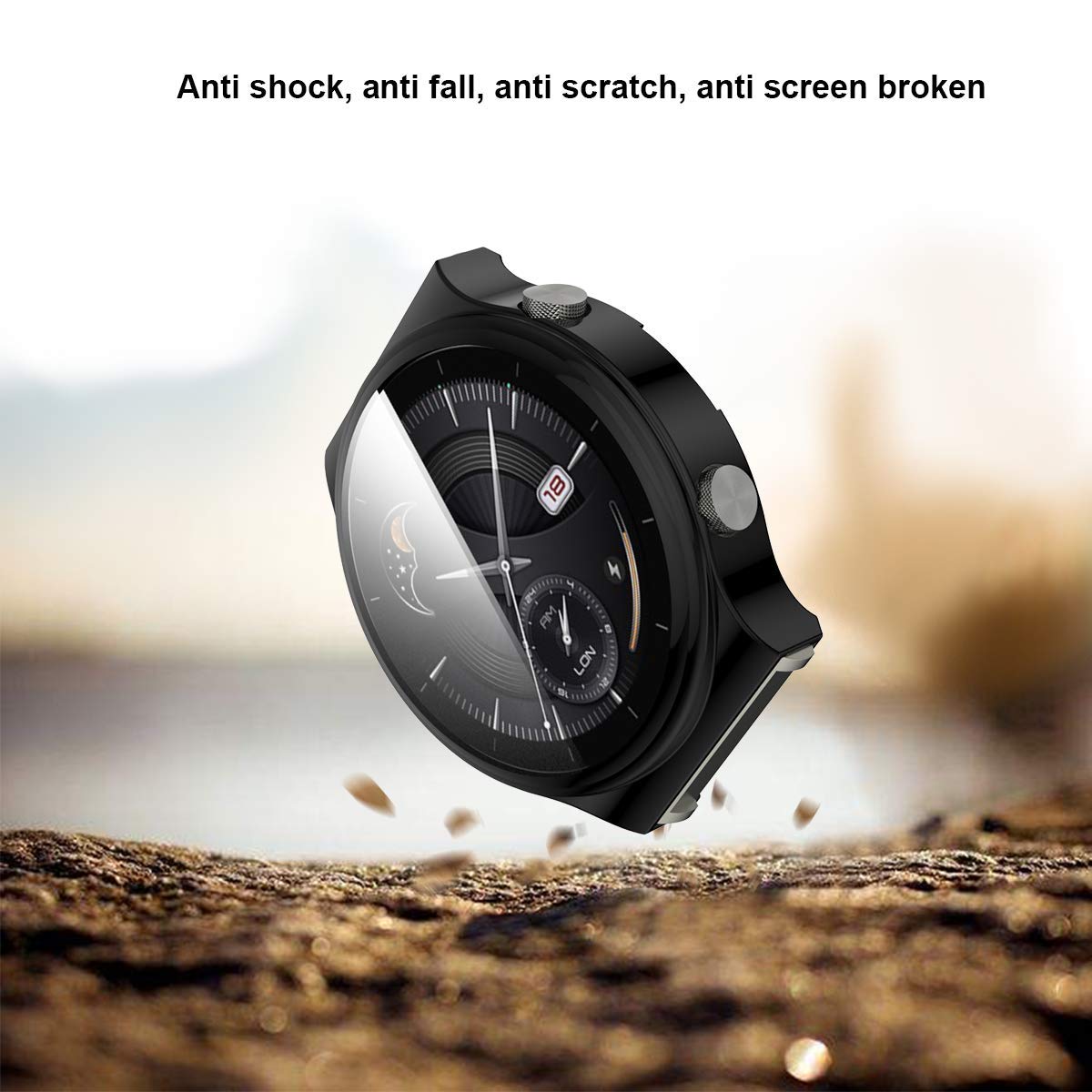 Screen Protector Case Compatible with Huawei Watch GT 2 Pro 2020, TenCloud Covers Scratched Resistant Full Protective Cover for Watch GT 2 Pro (Black+Clear)