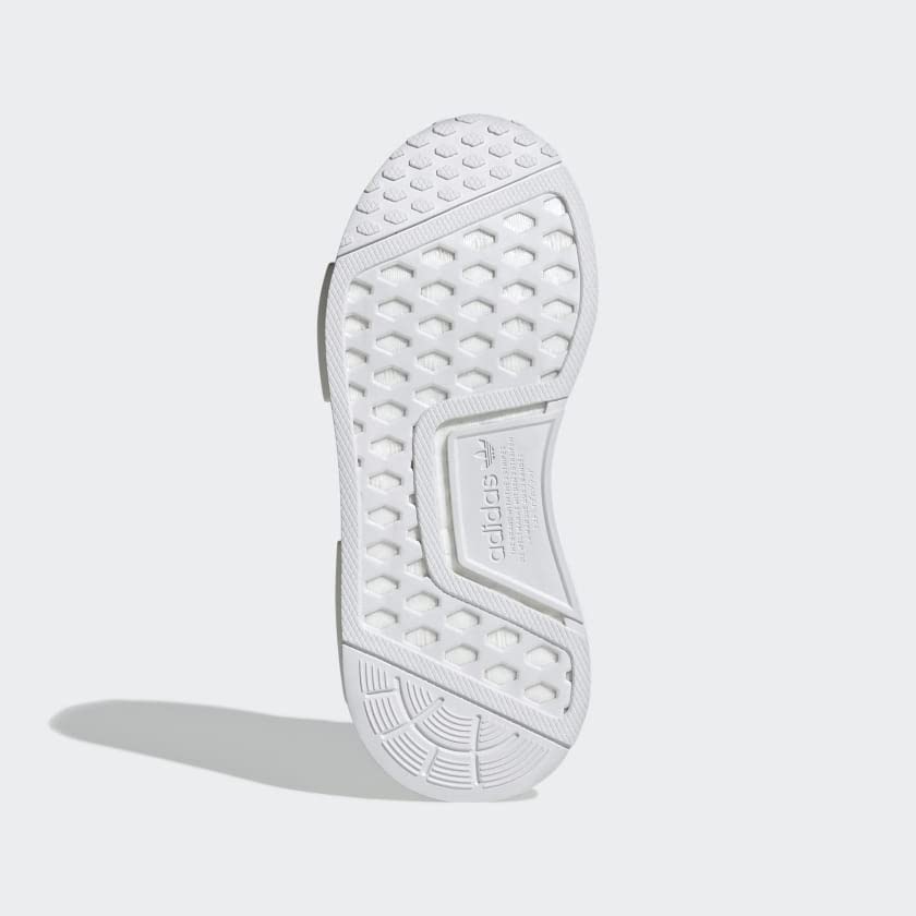 adidas Originals unisex child Nmd_r1 Sneaker, White/White/Grey, 1.5 Little Kid US