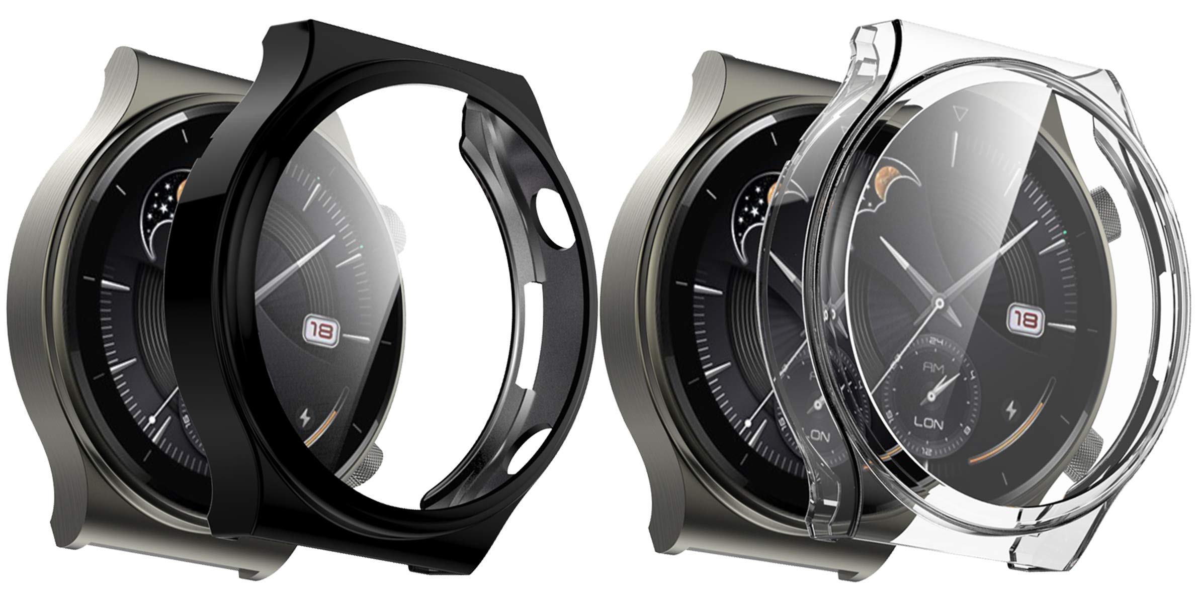 Screen Protector Case Compatible with Huawei Watch GT 2 Pro 2020, TenCloud Covers Scratched Resistant Full Protective Cover for Watch GT 2 Pro (Black+Clear)