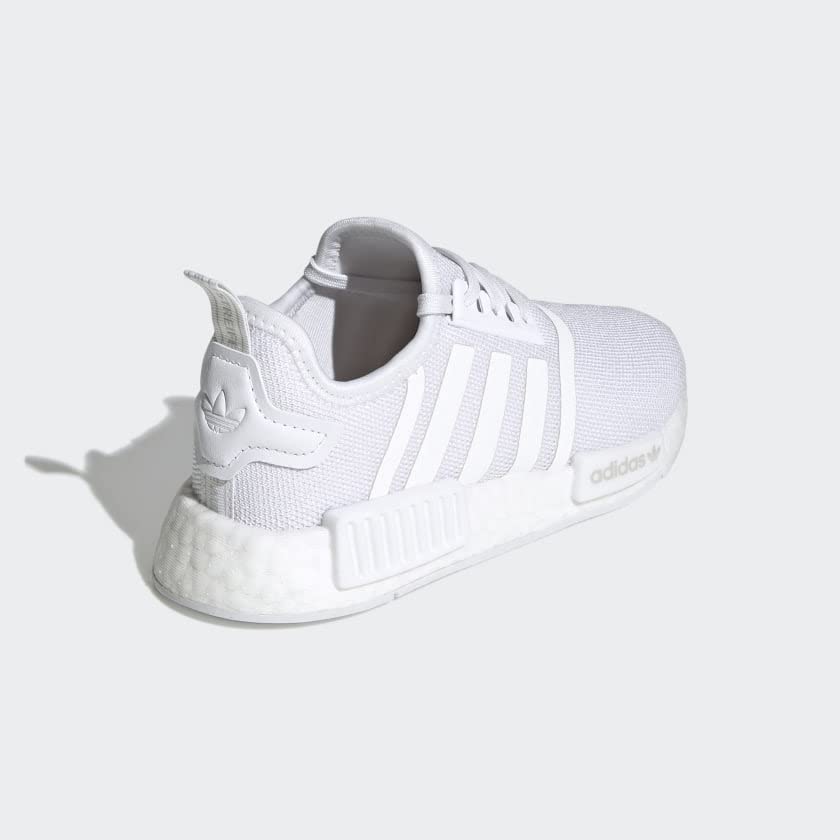 adidas Originals unisex child Nmd_r1 Sneaker, White/White/Grey, 1.5 Little Kid US