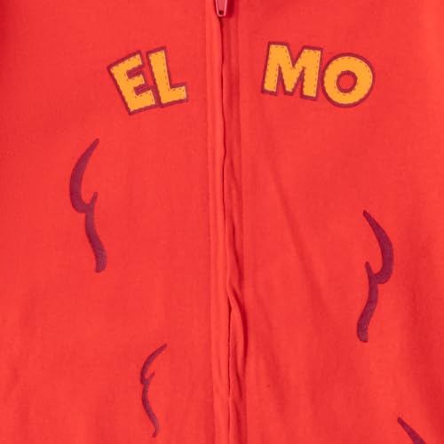 Sesame Street Boys’ Elmo or Cookie Monster Zip Up Long Sleeve Hooded Romper for Newborn, Infant and Toddler Kids