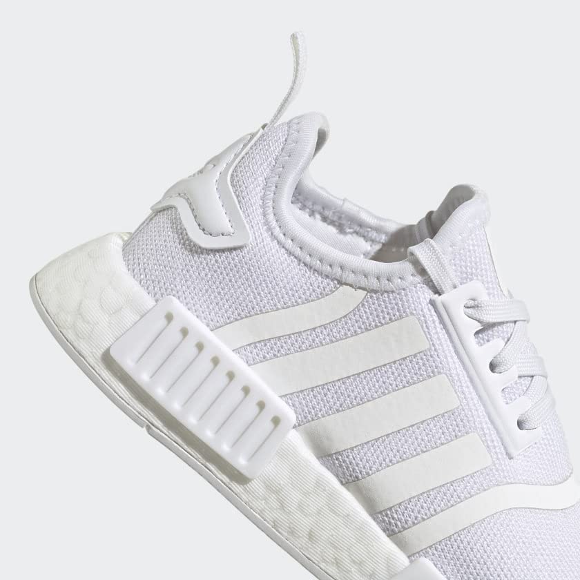 adidas Originals unisex child Nmd_r1 Sneaker, White/White/Grey, 1.5 Little Kid US