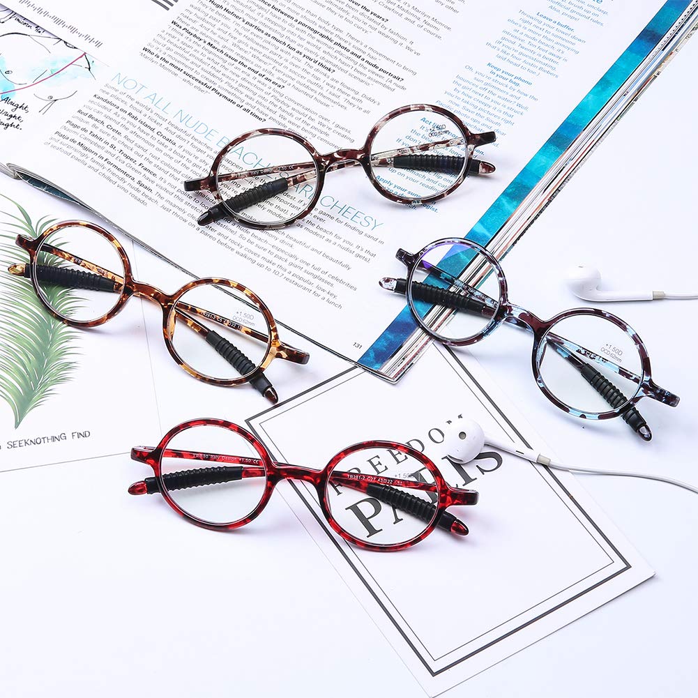 DOOViC Round Reading Glasses Blue Light Blocking Flexible Lightweight Readers Fashion Design Different Tortoise Glasses for Women Men & Men +3.5 Strength