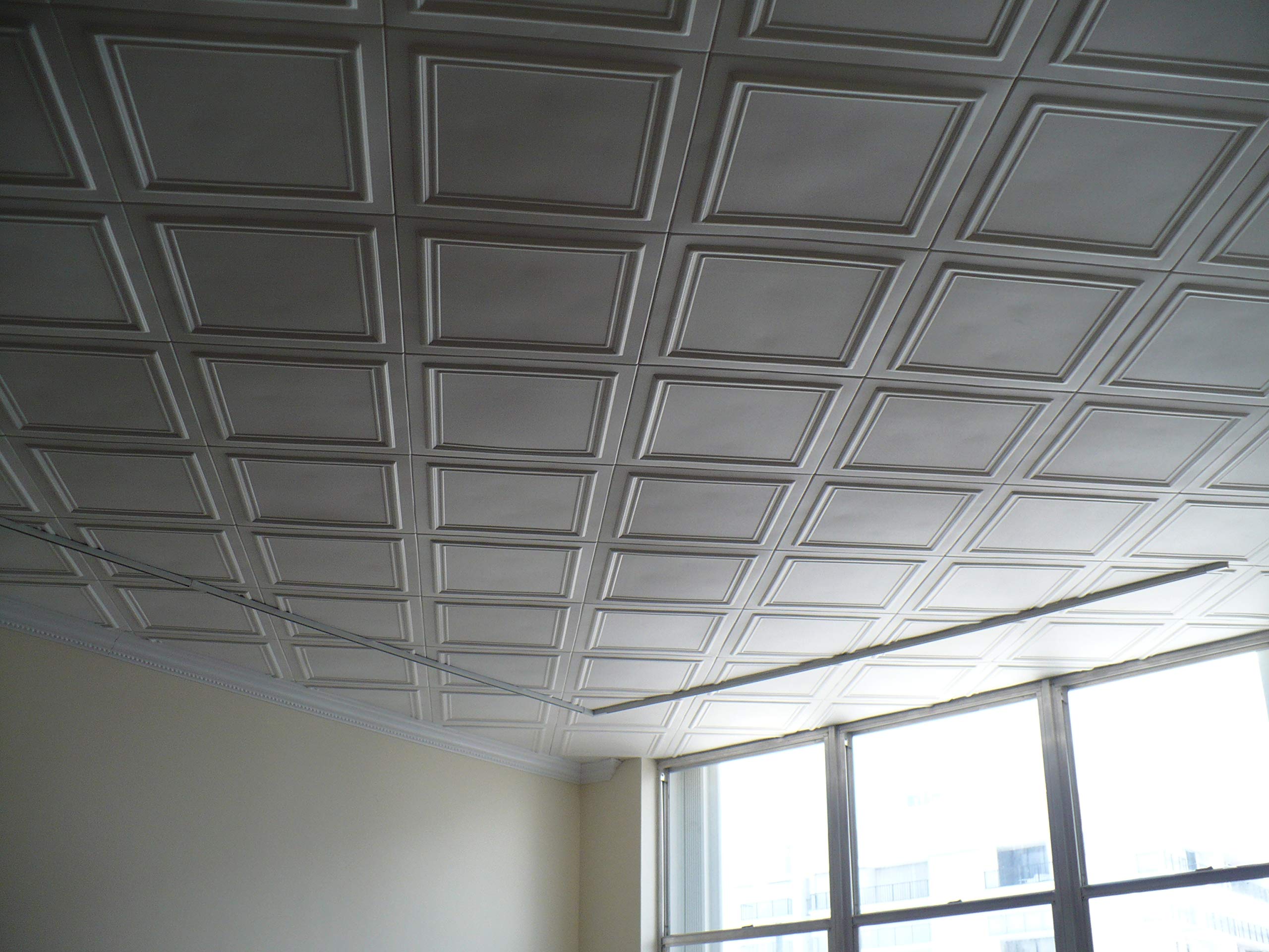 Euro-Deco Stratford R24W Foam Glue Up 20x20 Decorative Ceiling Tiles (21.12 s/f) Pack of 8 PCS, White