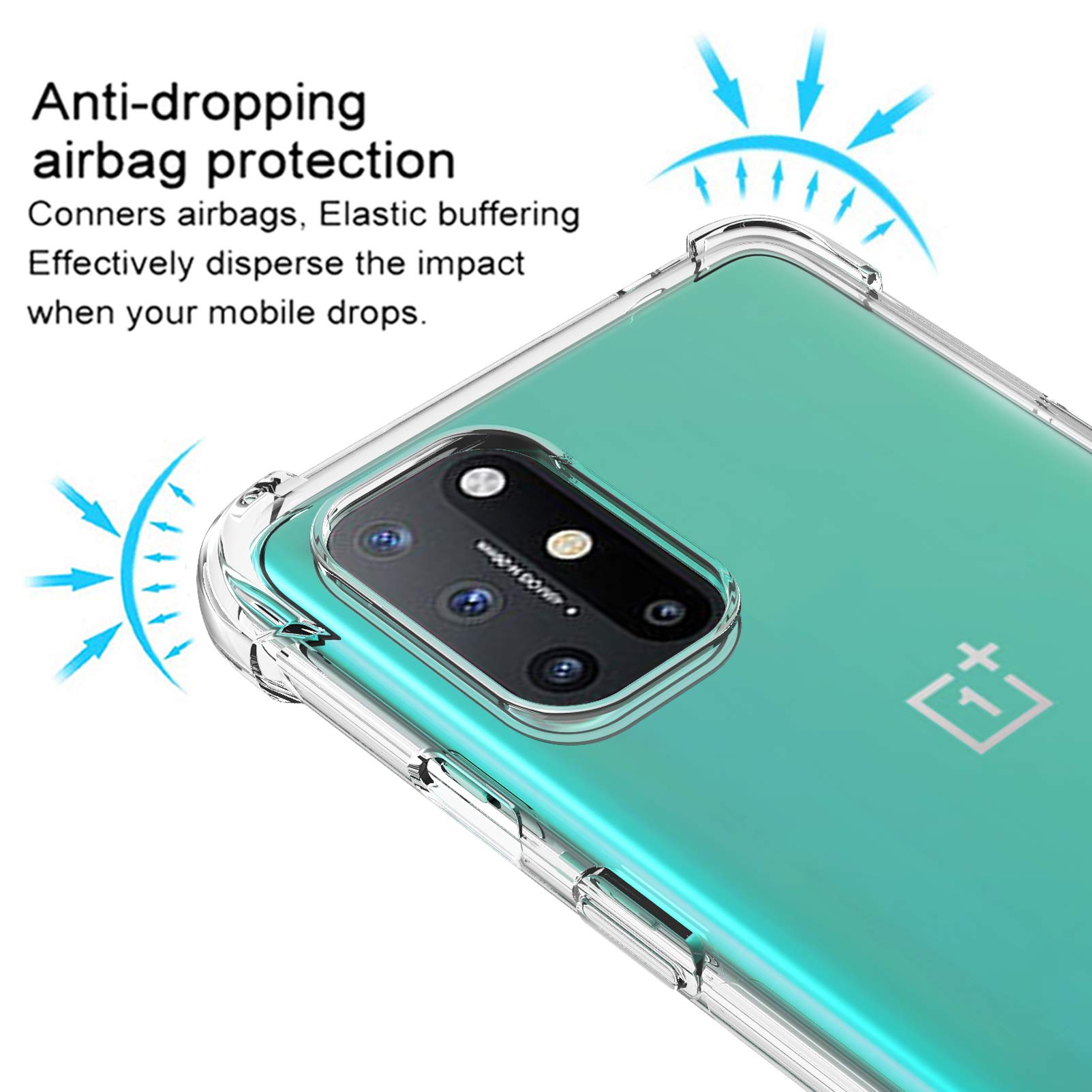 Osophter for Oneplus 8T & 9R Case - Clear Transparent Reinforced Corners TPU Shock-Absorption Flexible Phone Cover
