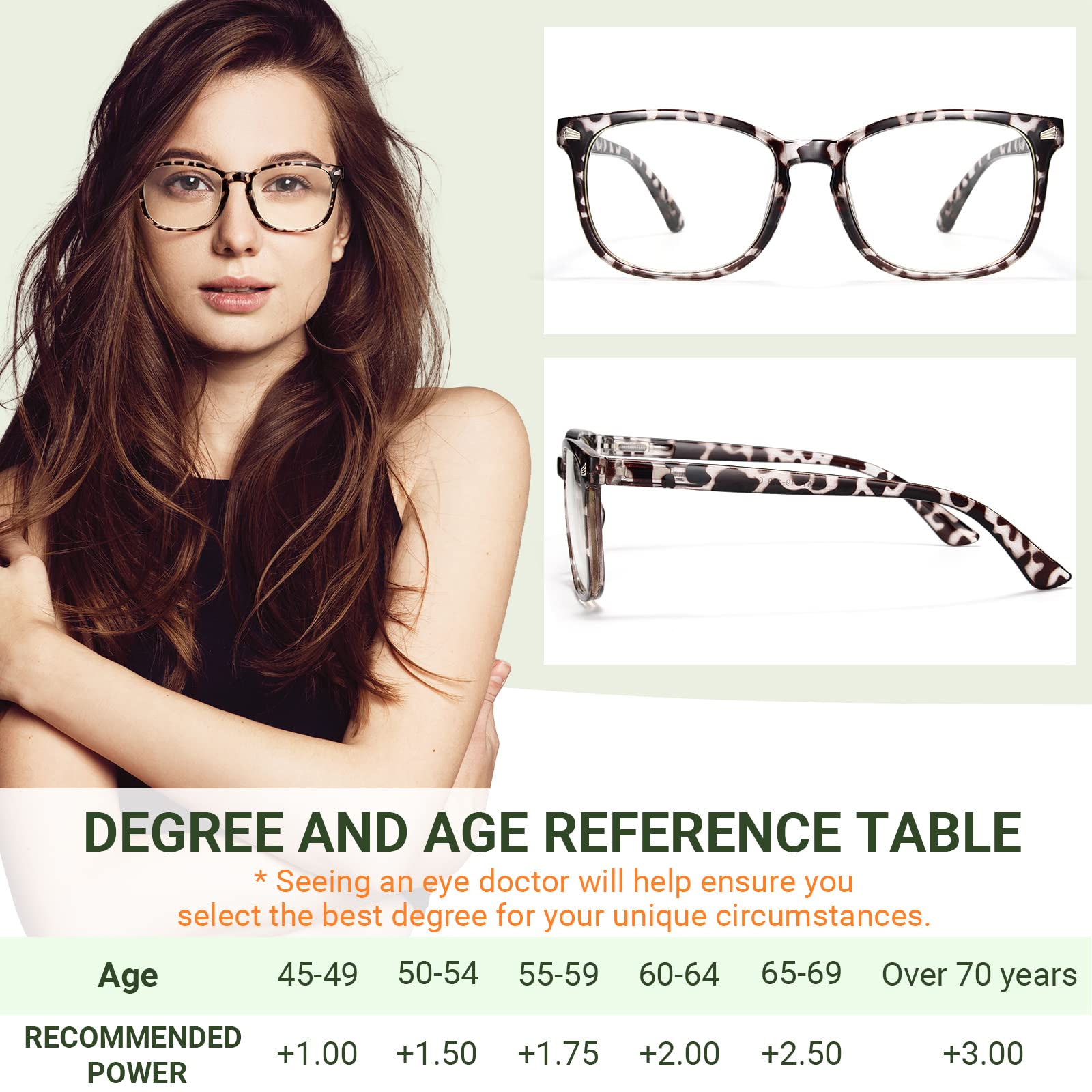 CCVOO Reading Glasses for Women/Men, Eyeglasses, Blue Light Readers for Women/Men, Computer Eye Glasses, Cheaters