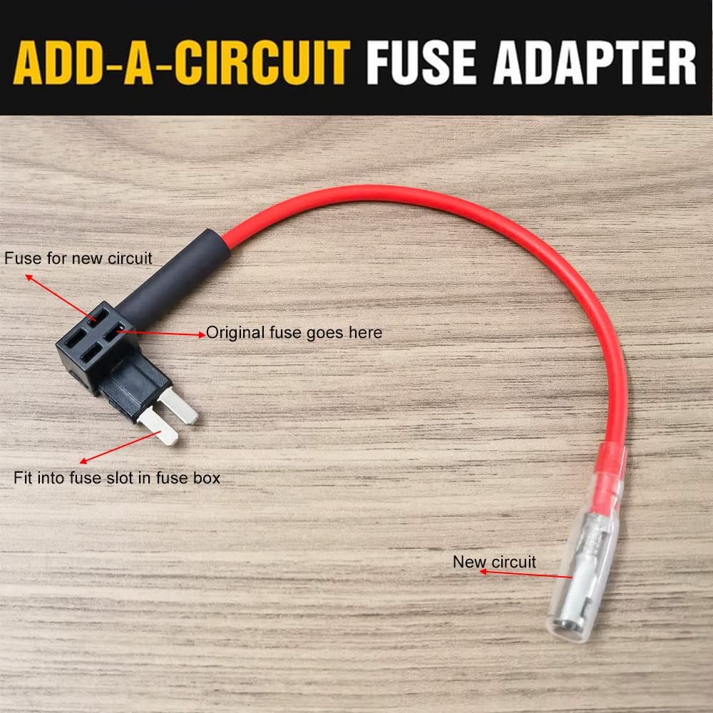 Gebildet 4pcs 12V-24V Add-a-Circuit Micro2 Fuse Tap, Piggy Back Blade Fuse Holder with Wire Harness, 6 pcs Micro 2 Fuse (5A 10A 15A) and Fuse Puller