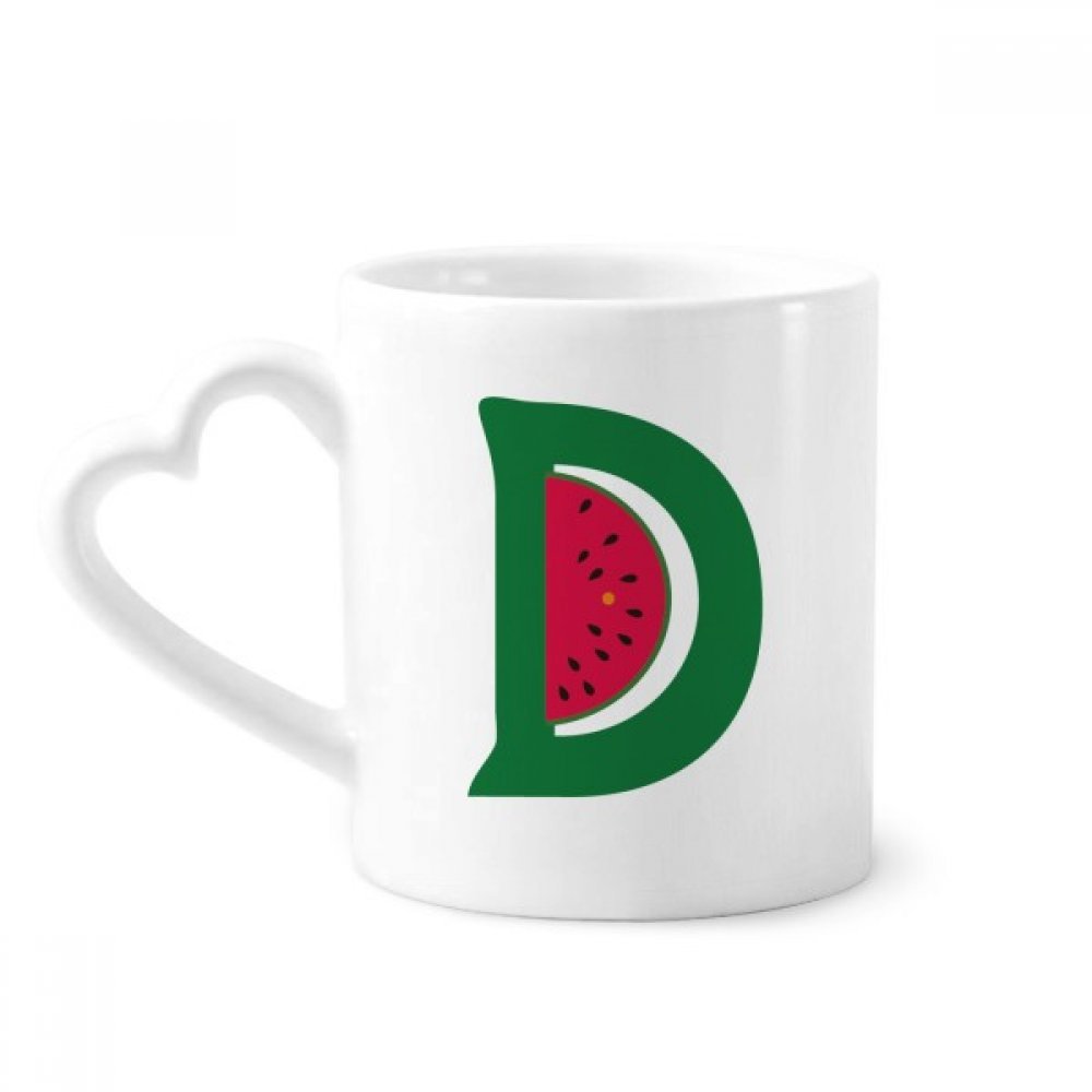 D Alphabet Watermelon Fruit Cute Pattern Mug Coffee Ceramic Drinkware Glass Heart Cup