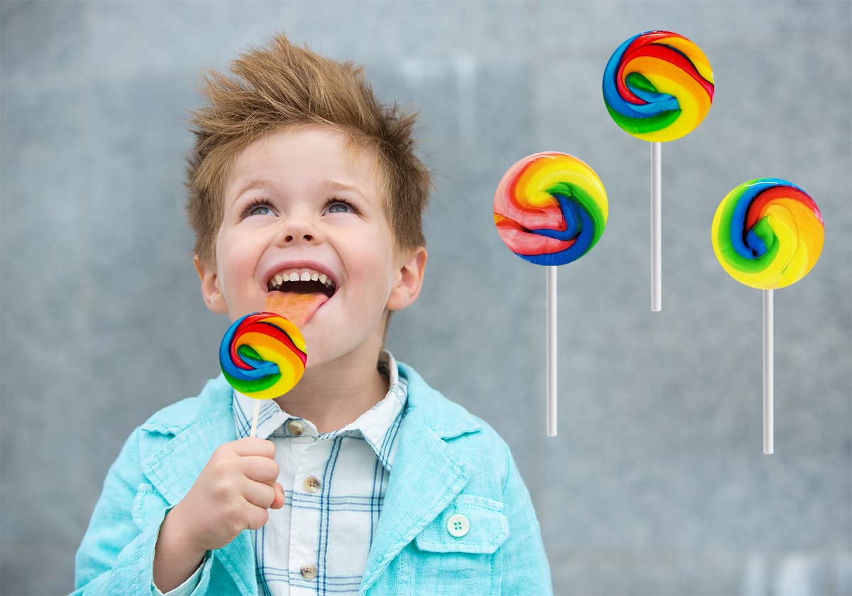 The Dreidel Company Rainbow Swirl Lollipop, Mixed Fruit Flavor, Individually Wrapped, 1.5" Inch Swirl Pop (24-Pack)