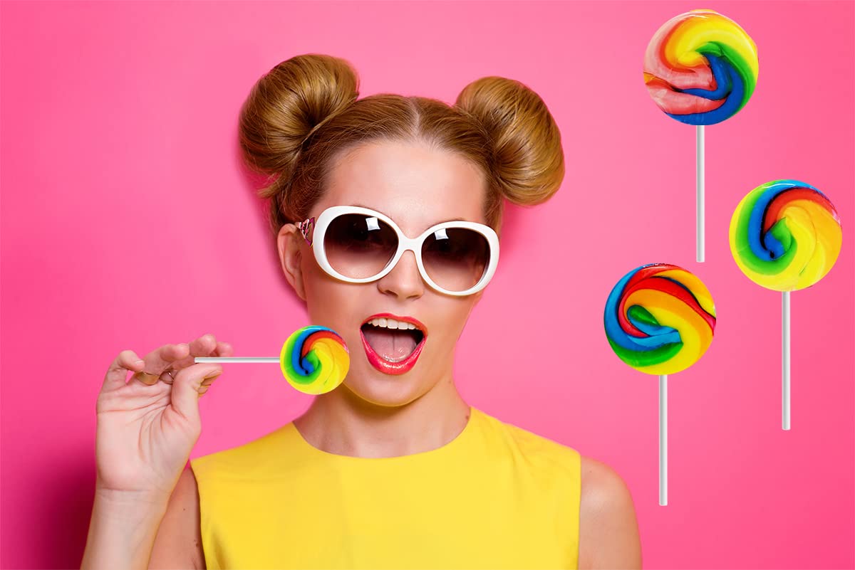 The Dreidel Company Rainbow Swirl Lollipop, Mixed Fruit Flavor, Individually Wrapped, 1.5" Inch Swirl Pop (24-Pack)