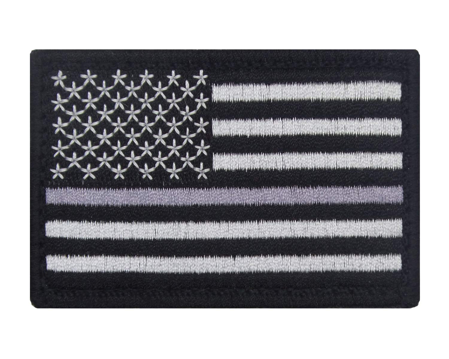 Thin Gray Line Hook and Loop Corrections Officer Support Correctional OfficerFlag Patch Morale Tags Fully Embroidered (Black and White)