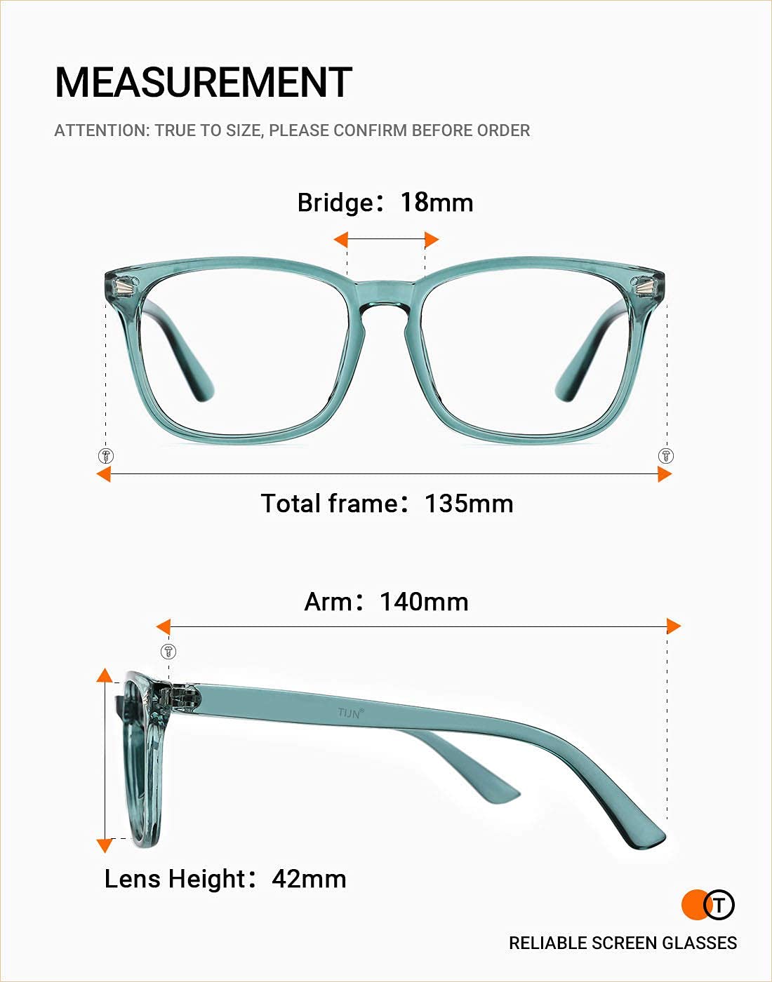 TIJN Unisex Stylish Square Non-Prescription Eyeglasses Glasses Clear Lens Women Men Eyewear