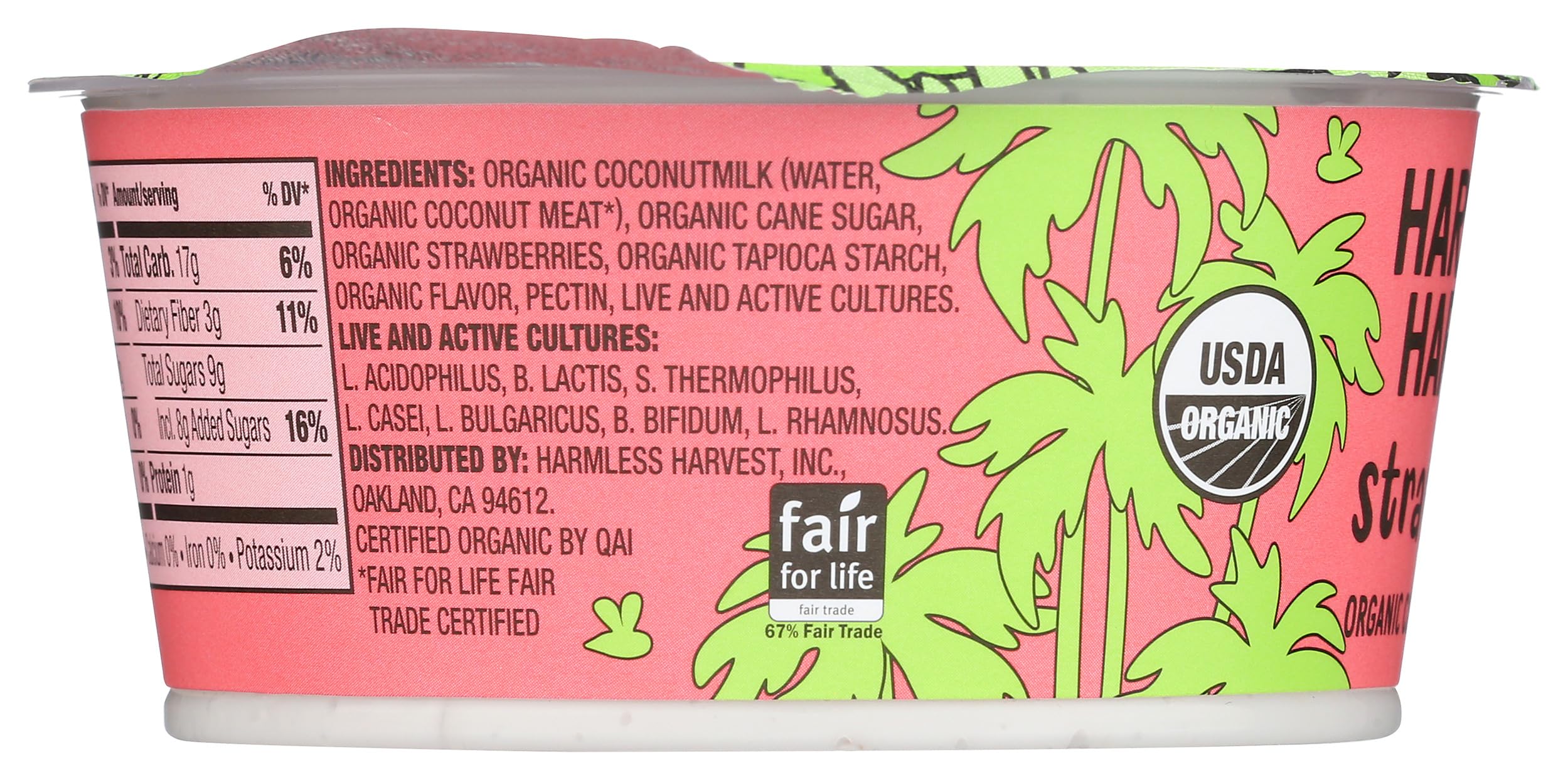 Harmless Harvest Dairy-Free Cup Yogurt - Strawberry, 4oz
