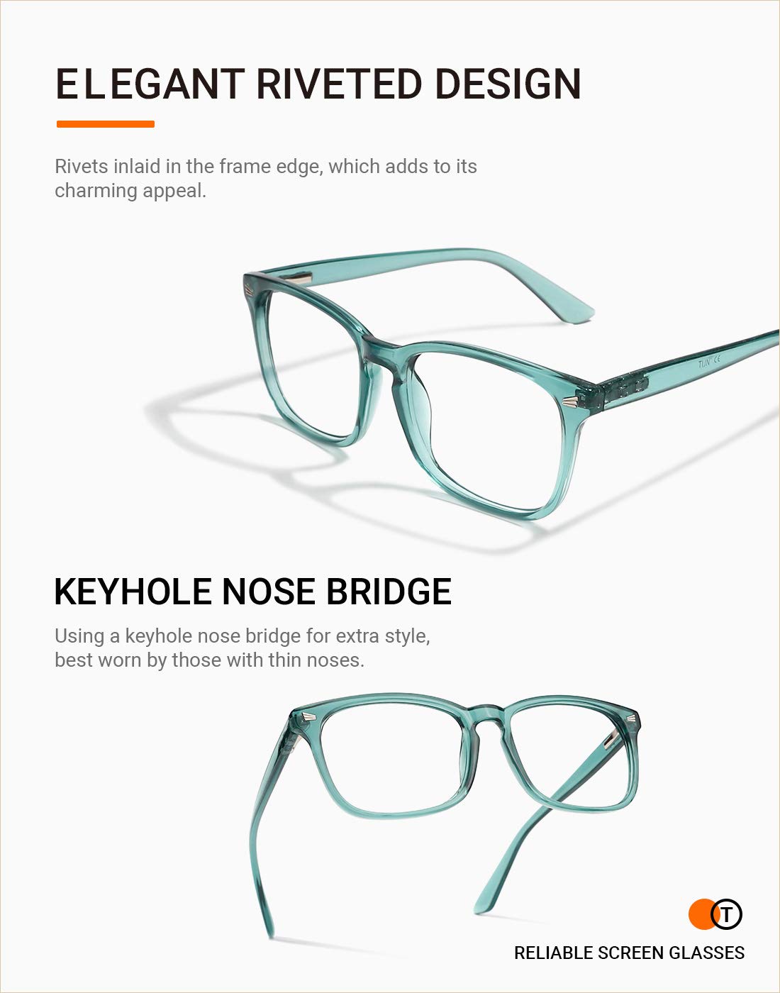 TIJN Unisex Stylish Square Non-Prescription Eyeglasses Glasses Clear Lens Women Men Eyewear