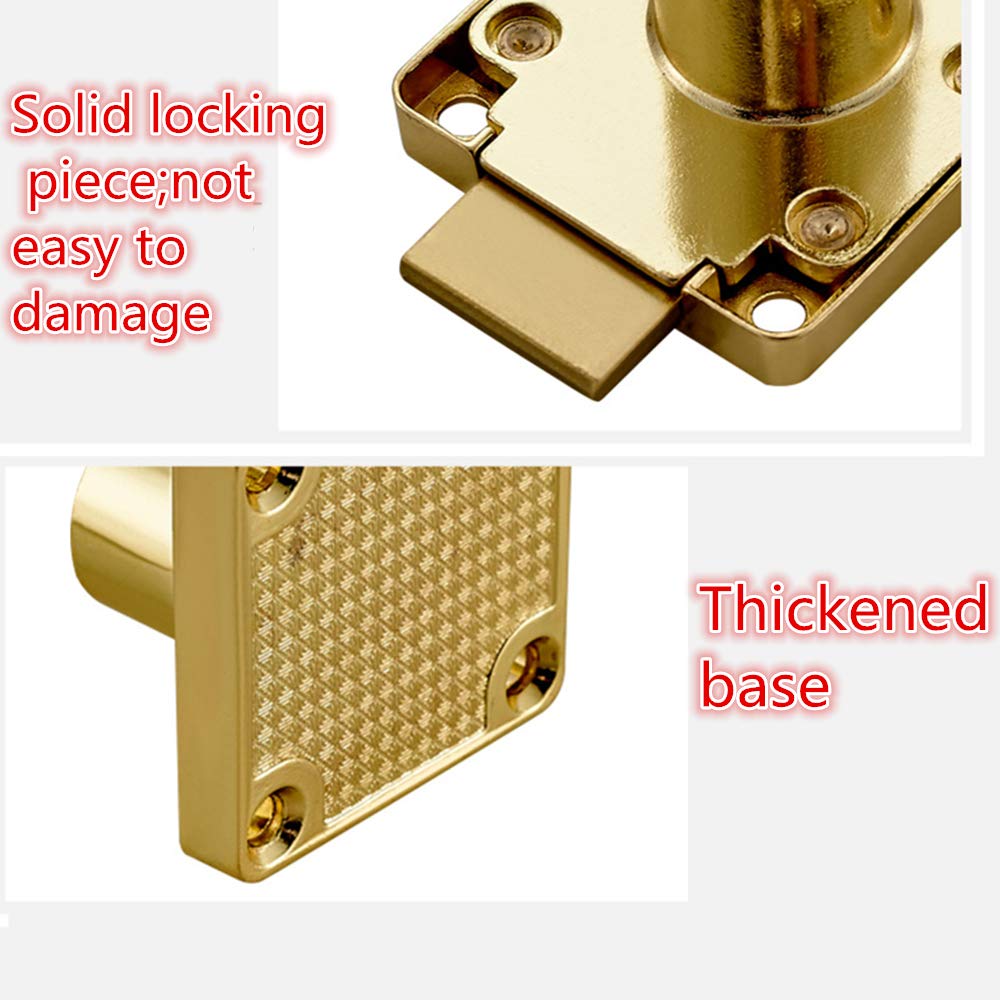 Cabinet Drawer Lock,Mailbox Lock, Model CT-138-22,for Fixing Important Documents and Drawers ((Hole Diameter 0.75inch/19MM), Suitable for Door Panels with A Thickness of 17 mm-22 mm. 2 PCS 【Golden】