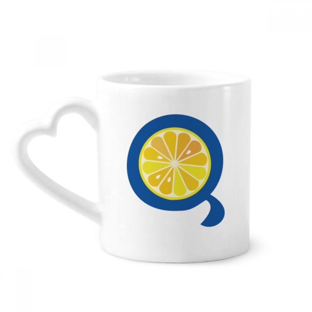 Q Alphabet Orange Fruit Cute Pattern Mug Coffee Ceramic Drinkware Glass Heart Cup