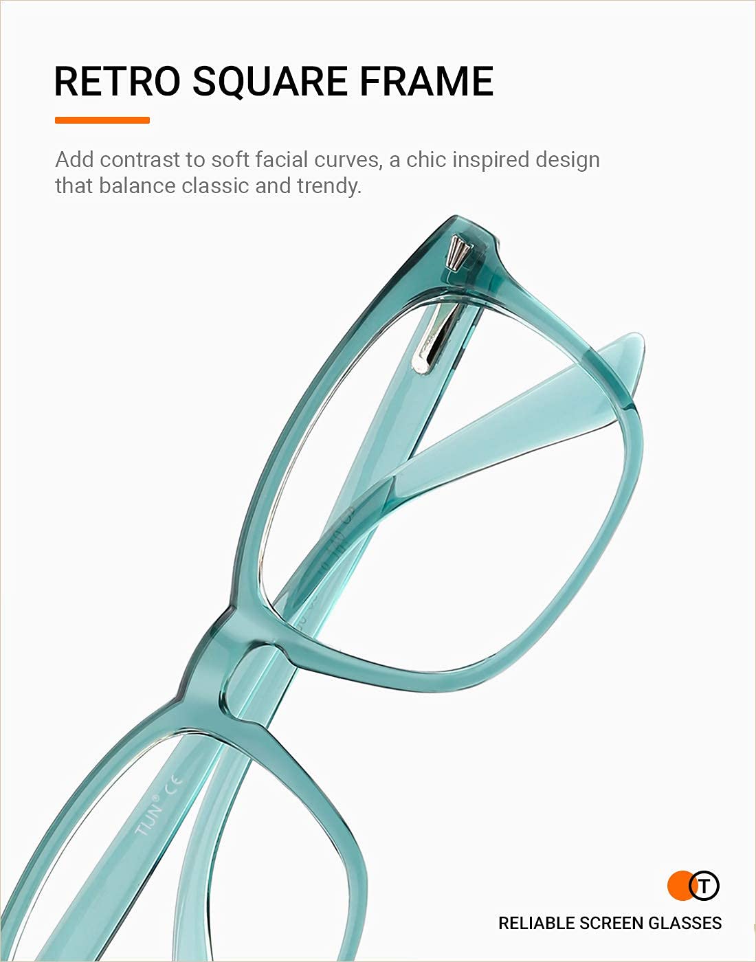TIJN Unisex Stylish Square Non-Prescription Eyeglasses Glasses Clear Lens Women Men Eyewear