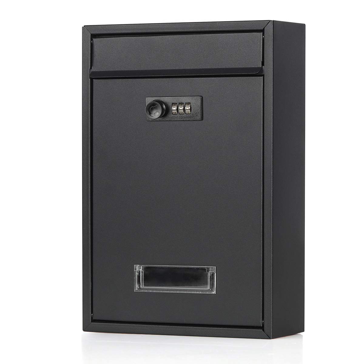 Locking Mailbox Wall Mounted Vertical- Jssmst Mail Boxes with Combination Lock Large Capacity, 12.6 x 8.46 x 3.35 Inch, Black Matt