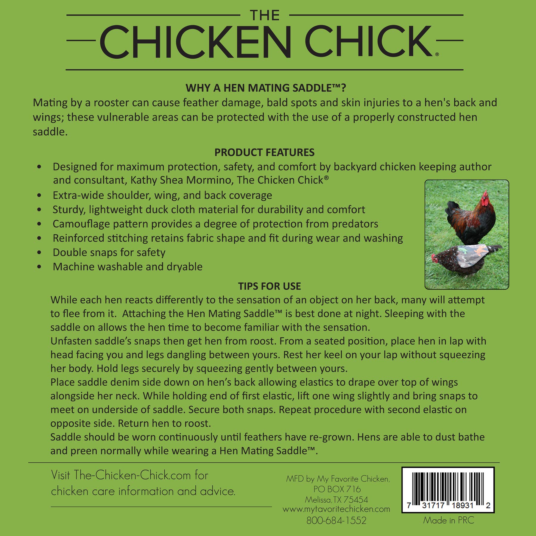 The Chicken Chick® Hen Mating Saddle Standard…