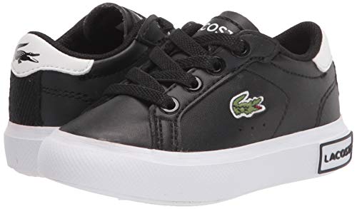 Lacoste Unisex-Child Powercourt Sneaker, Black/White, 5 Big Kid