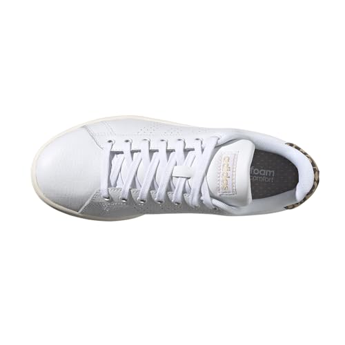 adidas Women's Advantage Sneaker, White/White/Gold Metallic, 8