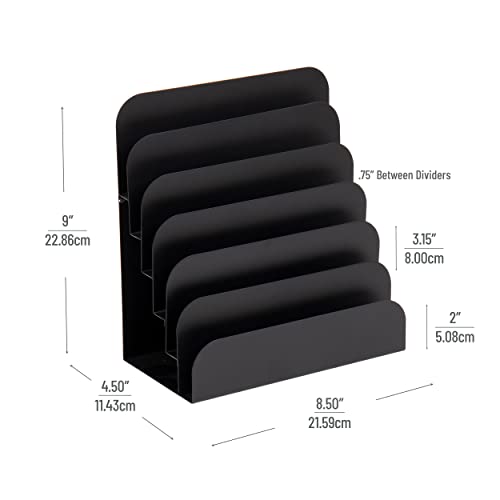 Mind Reader Vertical Desk File Organizer, 6 Slots, Black