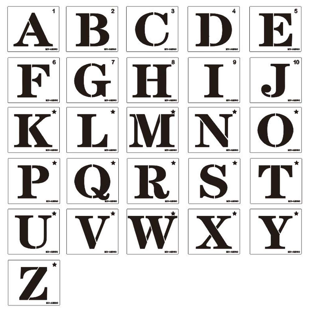 MX-Amigo 7x8 Inch âA-ZâScrabble Letters Wall Decor, Stencils for Painting Signs Reusable Title Stencils for Painting on Wood Laser Cut Painting Stencil for Home DĂ©cor,DIY Projects Art and Craft