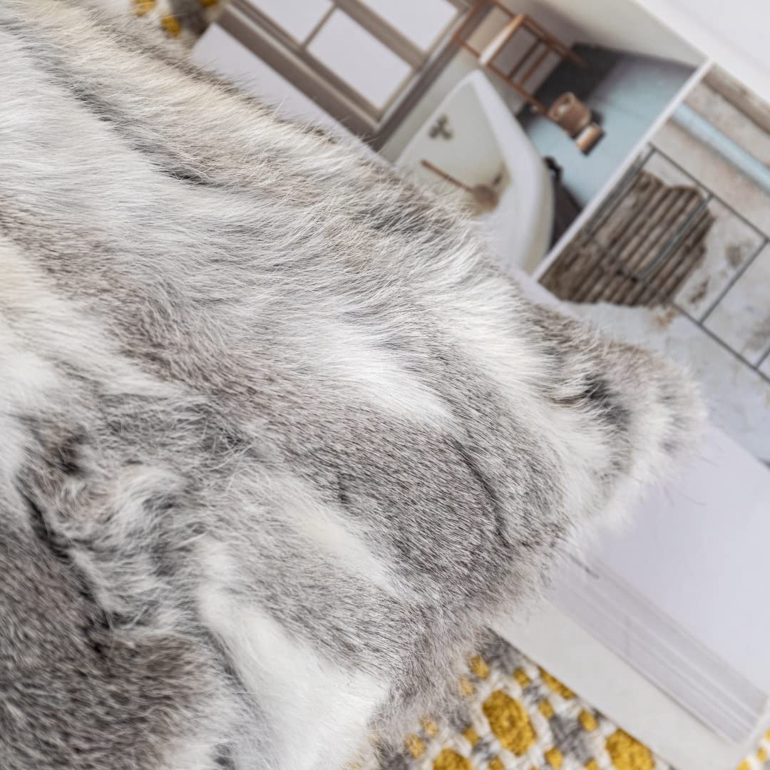 yingda1992 Real Rabbit Fur Pillow Case Cushion Cover Rabbit Fur Throw Decorative Animal Skin Pillowcase Home Living Room (Grey, 30×50cm(12in×20in))