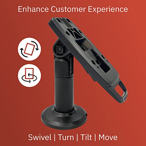 ENS Tailwind Ingenico Desk/3500/5000 7" Latch and Lock Pole Mount Terminal Stand, Slim Design, Adhesive Installation, Black