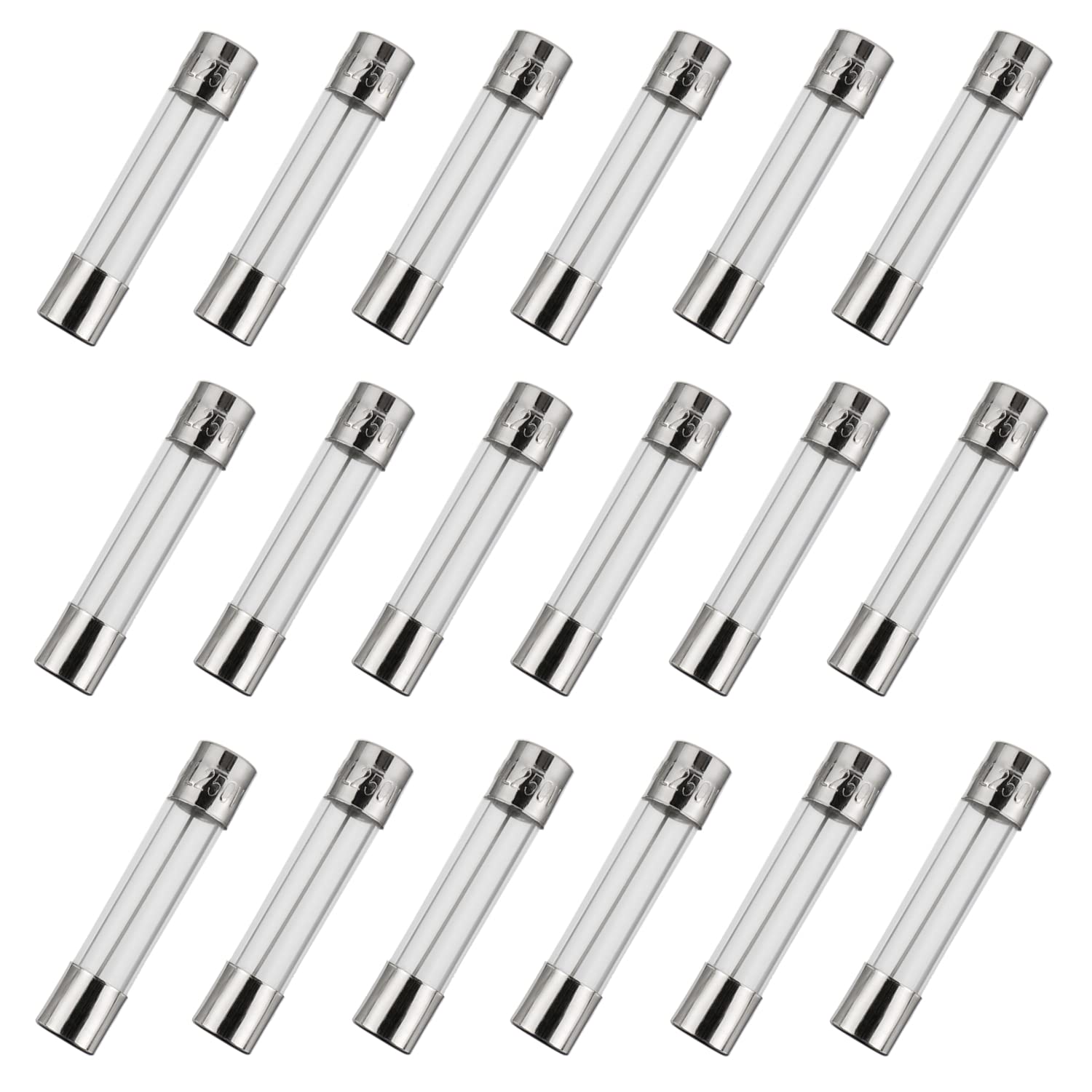 BOJACK 6x30mm 2.5 A 2.5 amp 250 V 0.24x1.18 Inch Volt F2.5AL250V Fast-Blow Glass Fuses (Pack of 18)