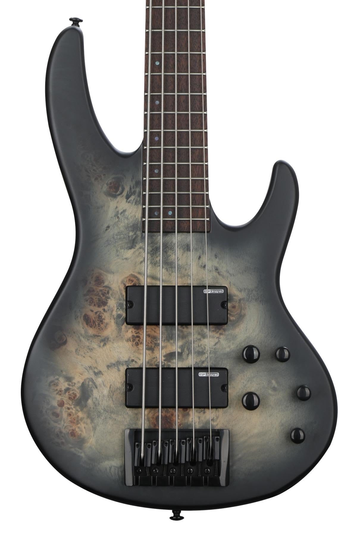 ESP LTD D-5 Bass Guitar - Black Natural Burst Satin