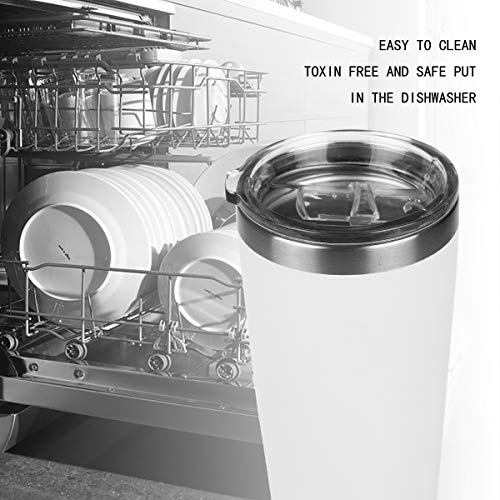 Jay Style Stainless Steel Tumbler - 20 oz Vacuum Insulated Double Wall Travel Mug with Lid,Coffee Cup for Home,Office,Outdoor,Ice Drink(White,2 Pack)