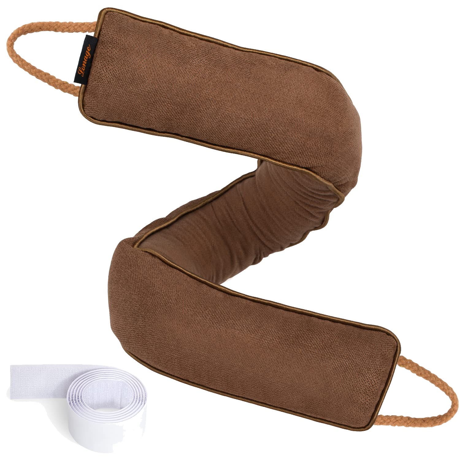 LONAGE Door Draft Stopper, 36.5 in 2.2 lbs Heavy Duty Under Door Draft Blocker with Hook Tape, Sound Proof Draft Guard, Weather Strip for Door, Energy Saving Under Door Guard - Brown