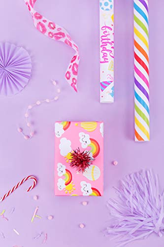WRAPAHOLIC Birthday Wrapping Paper Roll - Rainbow Pony with Cut Lines for baby shower - 4 Rolls - 30 inch X 120 inch Per Roll