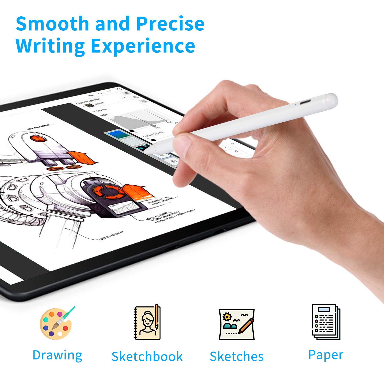 Acer Chromebook Spin 15 Stylus Pen, Active Stylist Pen for Acer Chromebook Spin 15 2-in-1 Convertible Digital Capacitive Pens High Precision with Ultra Fine Tip,Touch-Control and Rechargeable,White