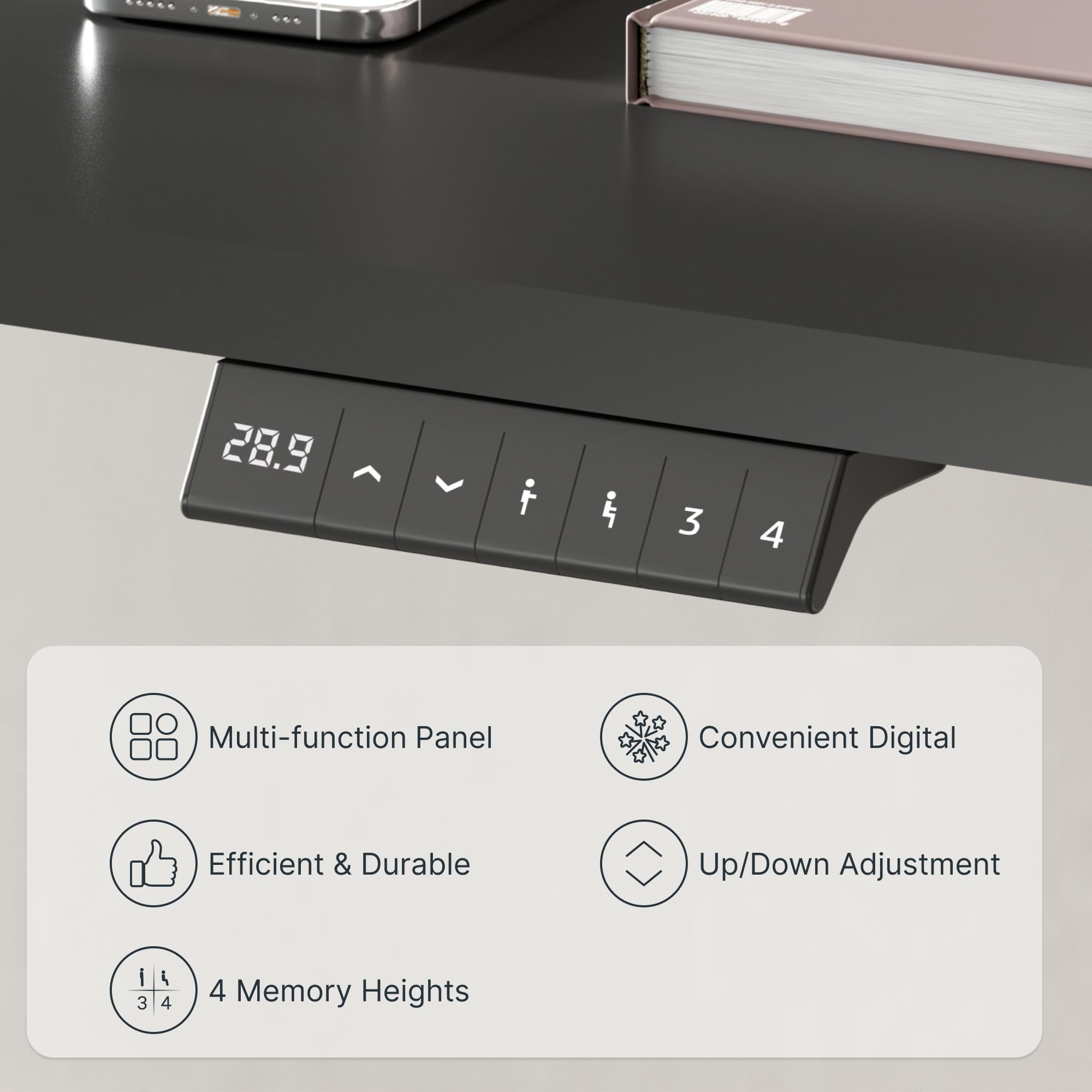 FLEXISPOT EN1 Whole-Piece Standing Desk 40 x 24 Inches Height Adjustable Small Desk Electric Sit Stand Desk Home Office Table Standing Desk (Black Frame + 40 in Black Top)