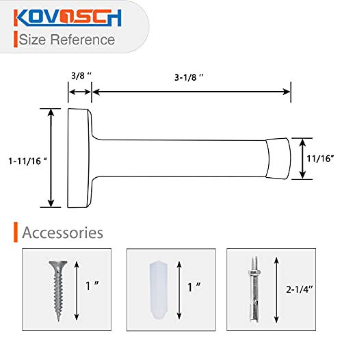 KOVOSCH 2 Pack Door Stoppers, 304 Stainless Steel Door Stop,Modern Heavy Duty Rigid Door Holder with Mute Rubber Bumper Tip and Hardware Screws, Brushed Finish