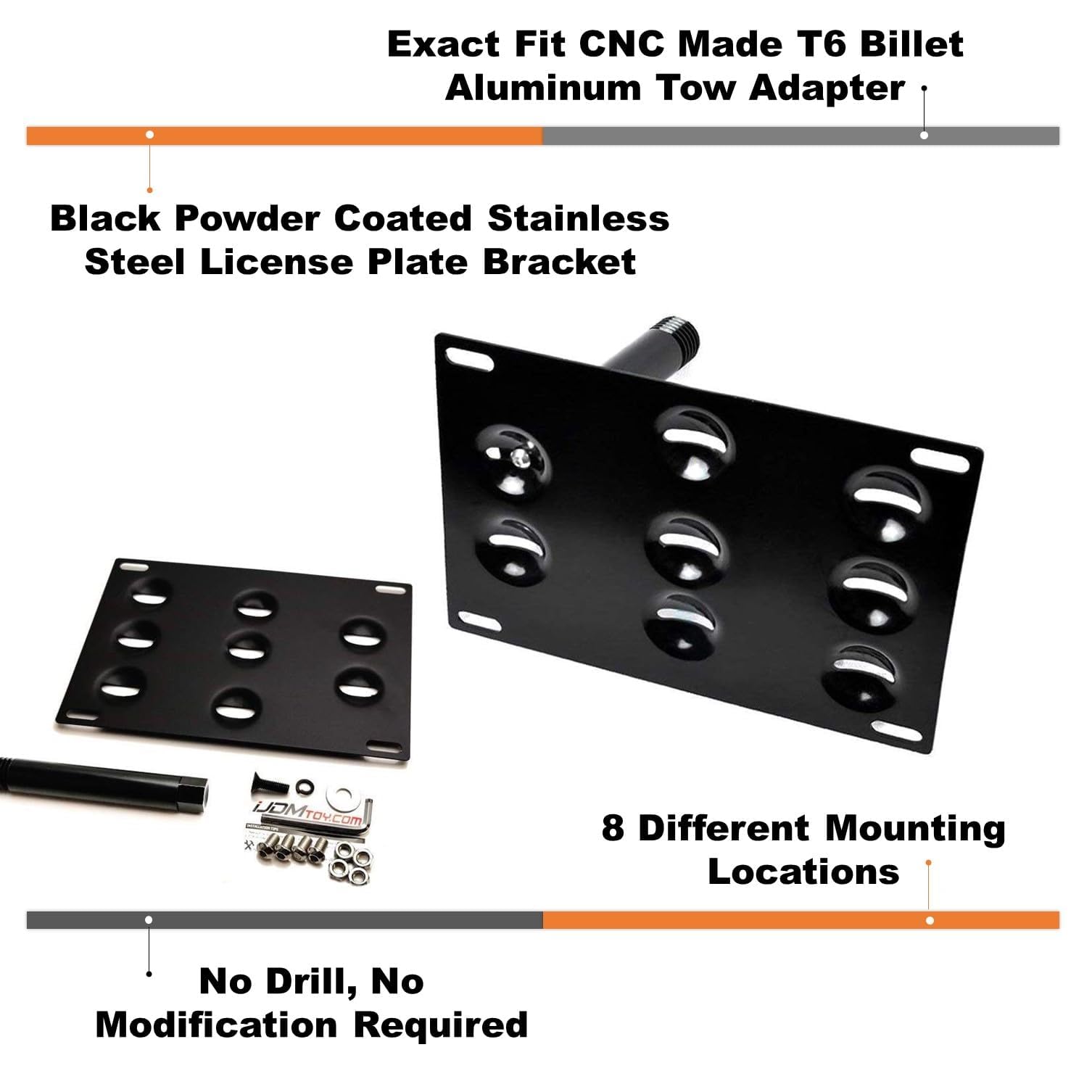 iJDMTOY Compatible with 2020-up Toyota Supra GR No Drill Front Bumper Tow Hook License Plate Mounting Bracket Adapter Kit
