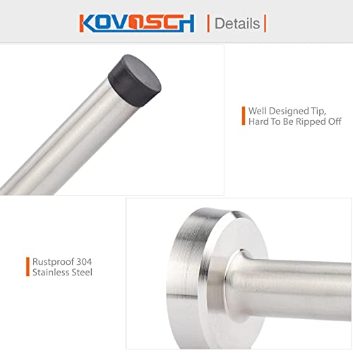 KOVOSCH 2 Pack Door Stoppers, 304 Stainless Steel Door Stop,Modern Heavy Duty Rigid Door Holder with Mute Rubber Bumper Tip and Hardware Screws, Brushed Finish